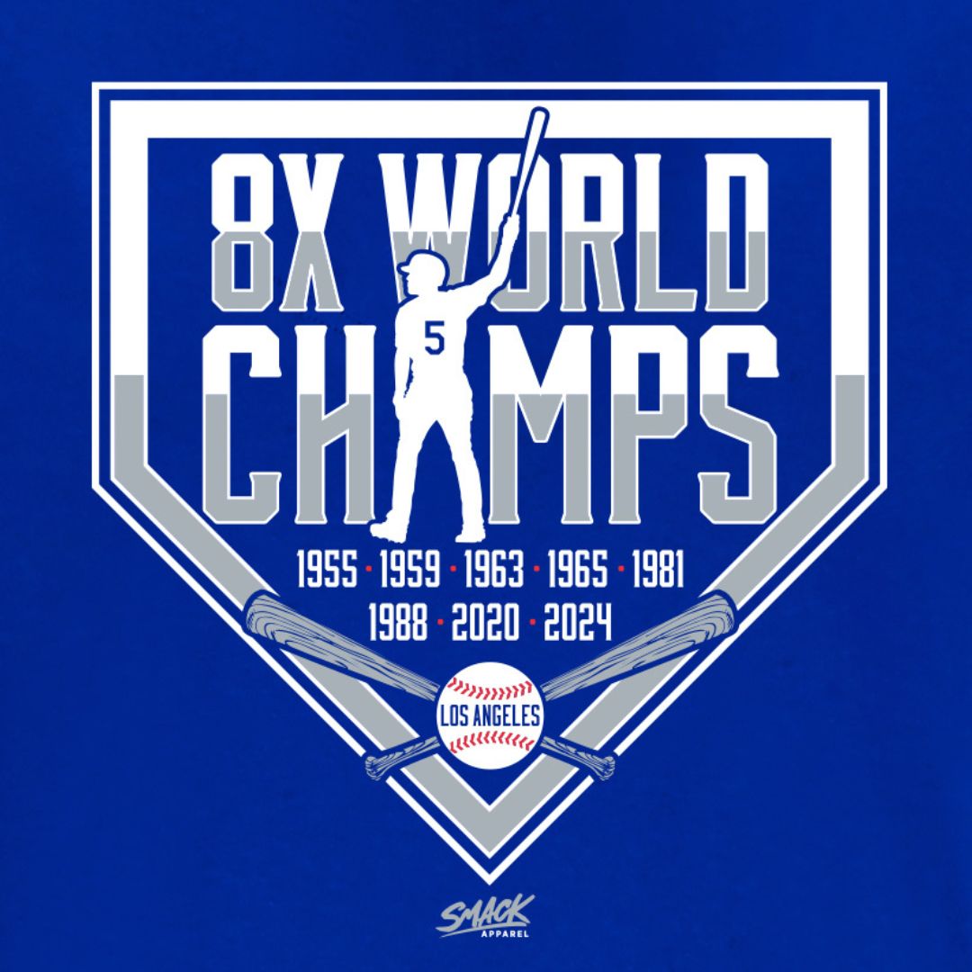 8X World Champs T-Shirt for Los Angeles Baseball Fans (SM-5XL) – Smack ...