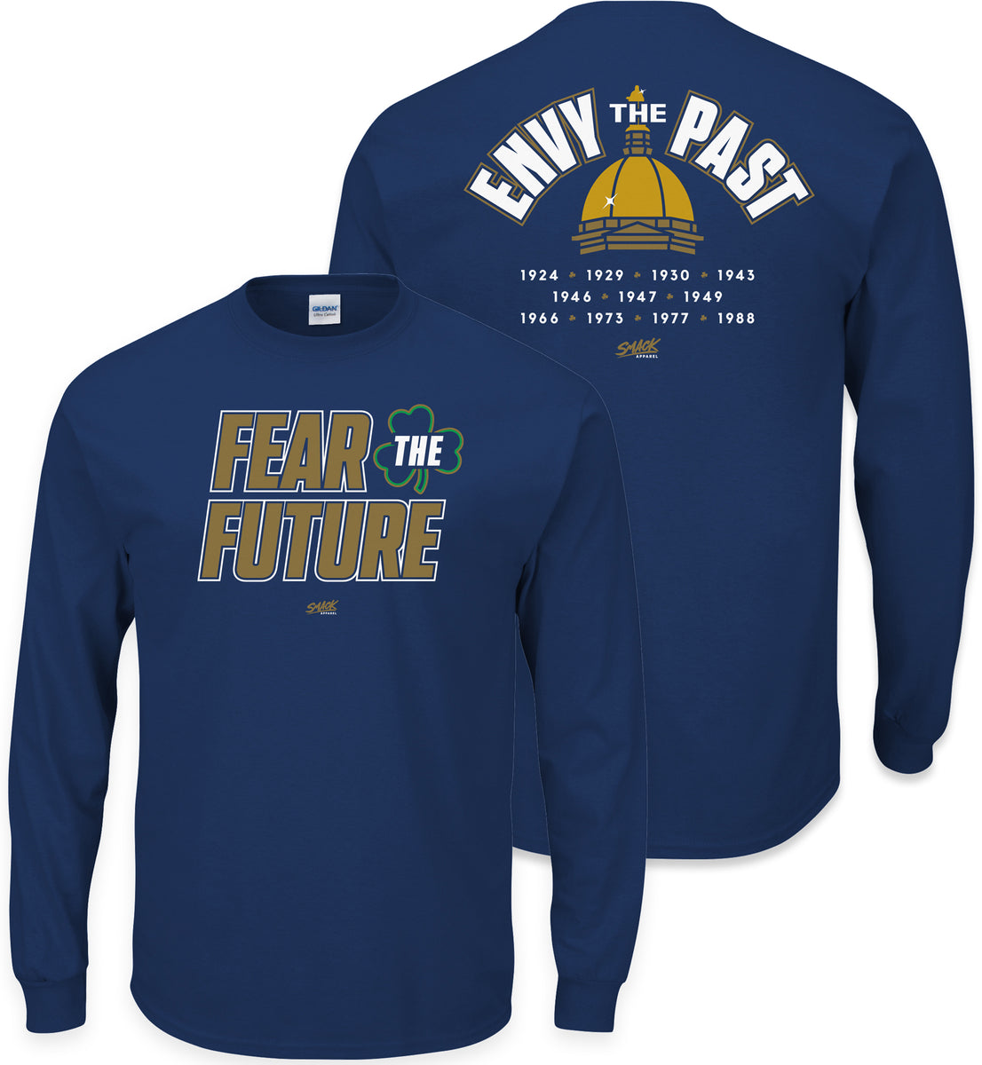 Fear The Future - Envy The Past T-Shirt for Notre Dame College Fans (S ...